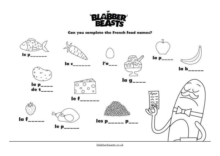 Food | Worksheet | Blabber Beasts