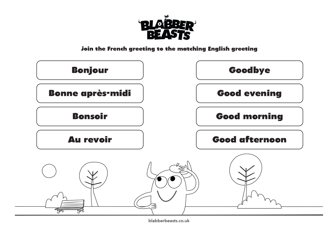 Greetings | Worksheet | Blabber Beasts