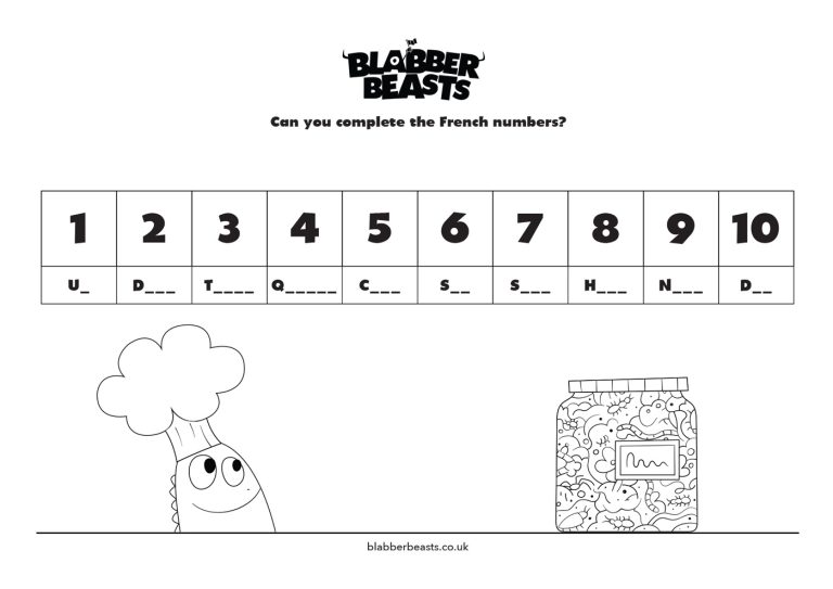 Numbers 1-10 | Worksheet | Blabber Beasts