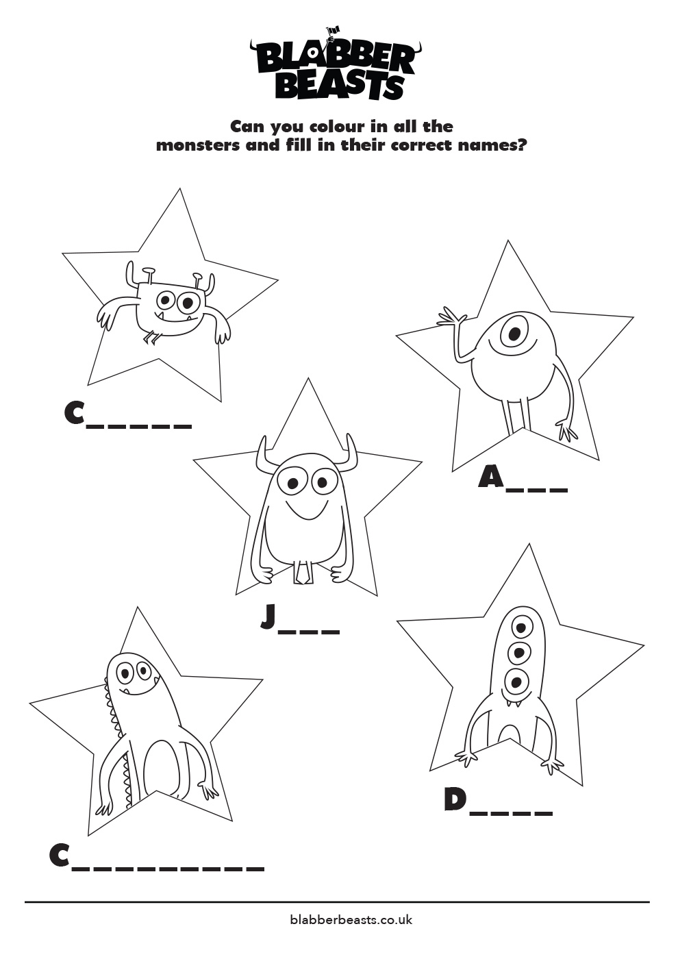 Meet The Monsters! | Worksheet | Blabber Beasts